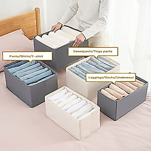 Msthreeup Wardrobe Clothes Organizer for Folded Clothes -7 Grids Drawer Dividers Organizers for Jeans Pants Shirts Leggings T-shirt (L-GRAY-1PCS)