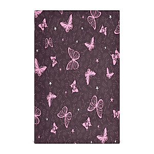 Kigai Pink Butterfly Kitchen Towels Set of 4, Ultra Soft Absorbent Dish Towels Bathroom Hand Towels Reusable Cleaning Cloths Tea Towels 28 x 18 Inch