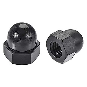 uxcell M6 Thread Dia Dome Head Nylon Cap Acorn Hex Nuts Black 20pcs