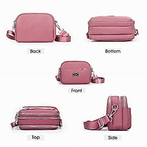 Small Crossbody Phone Purse for Women,Nylon Shoulder Bags Canvas Purse and Handbags Water resistant Travel Purse 8035-taro