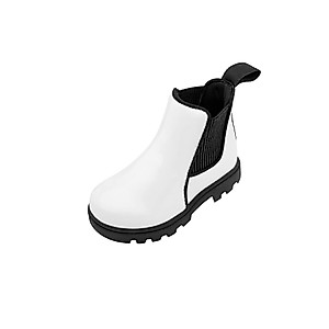Native Shoes Kids Kensington Treklite Gloss Boots for Toddlers - Textile Lining, Synthetic Upper, and Round Toe Silhouette Shell White Gloss/Jiffy Black 8 Toddler M