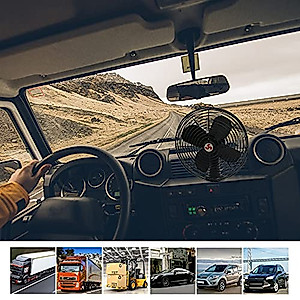 Homdec 12V RV Cooling Fan with 2-Speed Switch, 8.75-Inch Heavy Duty Black Metal Fan, 12Volts Car Fan, use for Auto, Truck, RV, Car, Boat, and Buses (Pack of 1)