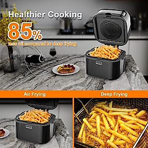 WETIE Air Fryer, 7 QT Airfryer Oilless Cooker, 1400W Hot Air Fryers with Visible Window, Non-stick Basket, Temperature & Time Knob, Suitable for Families of 4 to 8, Black