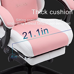 OHAHO Gaming Chair, Office Chair High Back Computer Chair Leather Desk Chair Racing Executive Ergonomic Adjustable Swivel Task Chair with Headrest and Lumbar Support (Pink)