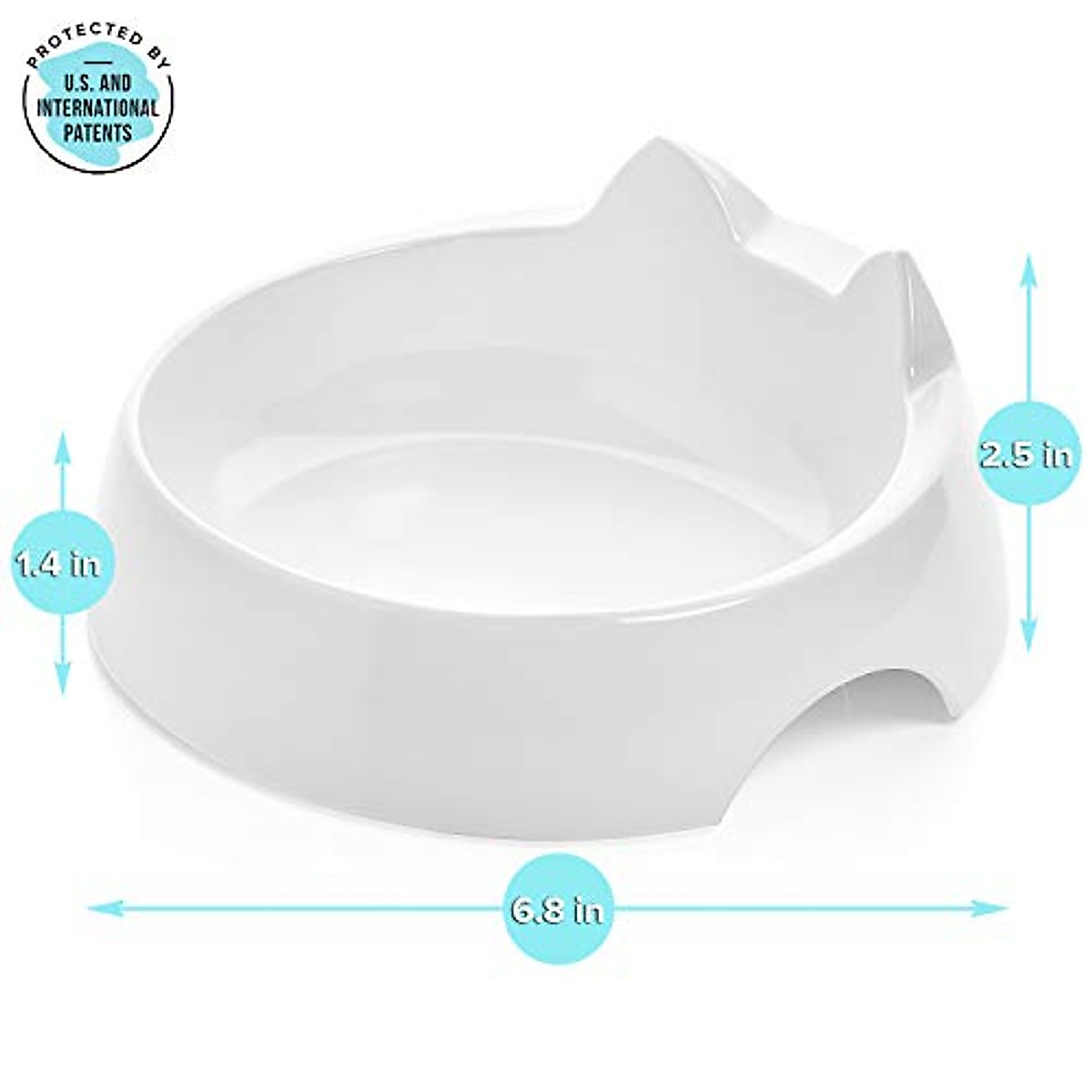 CatGuru Whisker Stress Free Cat Water Bowl, Reliefs Whisker Fatigue, Wide Cat Dish, Non Slip Cat Feeding Bowls, Shallow Cat Food Water Bowls, Non Skid Pet Bowls for Cats (Water Bowl, Marshmallow)