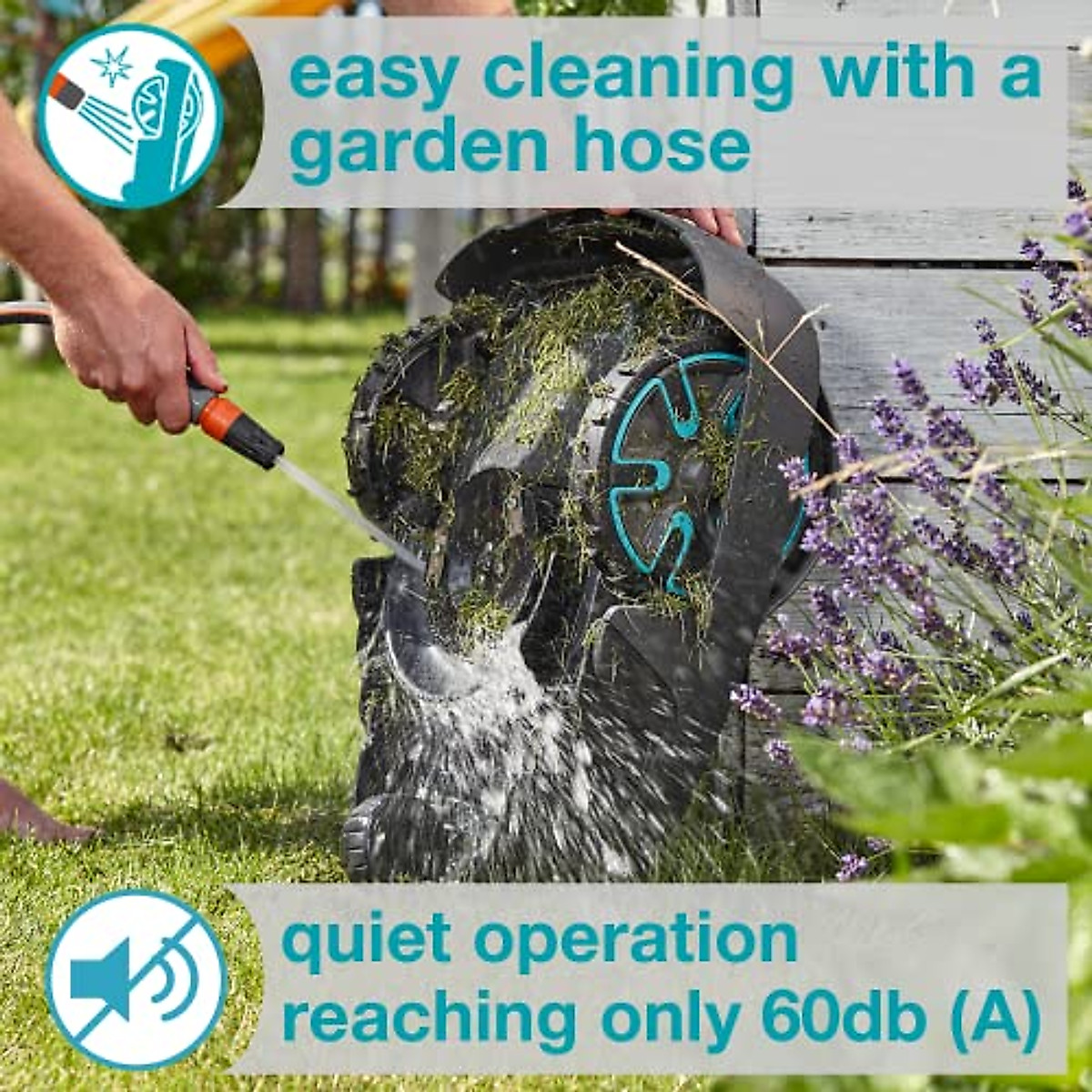 GARDENA 15001-41 SILENO City - Automatic Robotic Lawn Mower, with Bluetooth app and Boundary Wire, one of The quietest in its Class, for lawns up to 2700 Sq Ft, Made in Europe, Grey