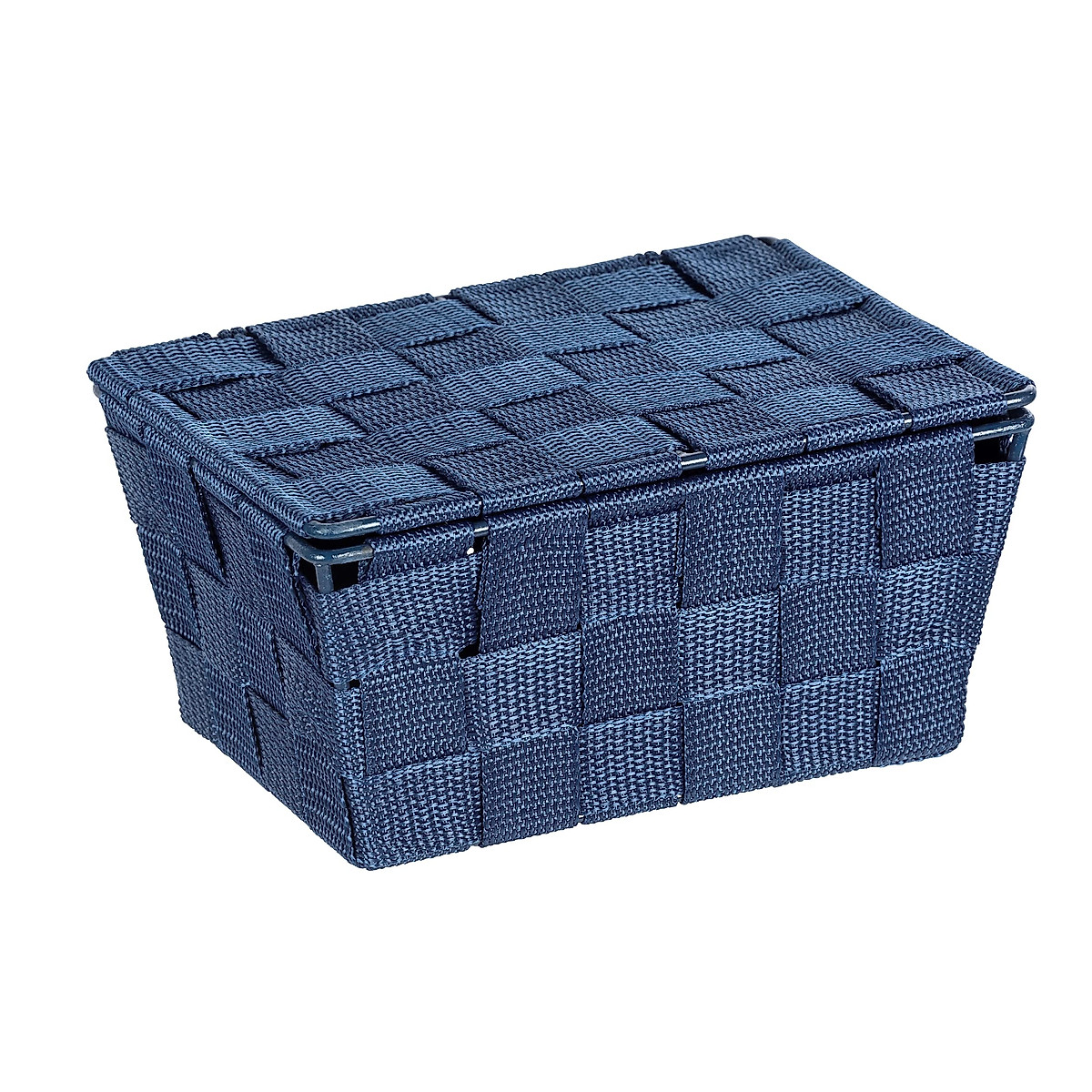 WENKO Adria 23786100 Storage Basket with Lid 19 x 10 x 14 cm Dark Blue