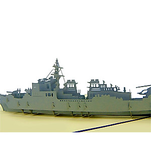 GREENHANDSHAKE Powerful US Navy Ship 3D Pop Up Birthday Card, Valentine's Day, Mother's Day, Graduation, Wedding, Thank You, Get Well, All Occasions, 8 x 6 in