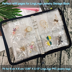 LingLingo Jewelry Organizer Travel Earring Case Box Transparent Jewelry Storage Book Clear Binder Zippered Bag For Necklace Bracelet Holder With Small Anti Tarnish Pouches
