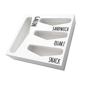 Losvio Bag Storage Organizer, Wood Kitchen Food Baggie Dispenser Box for Drawer, Compatible with Most Brands Gallon/Quart Bag, Sandwich Bag, Snack Bag(White)