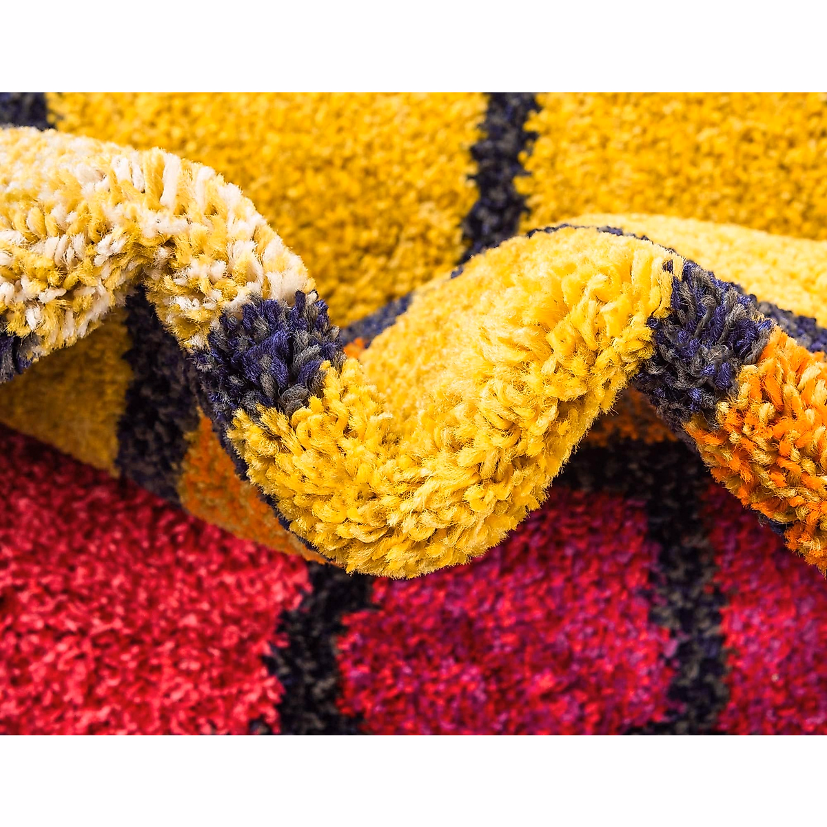 Unique Loom Estrella Collection Geometric, Abstract, Colorful, Modern, Mosaic Area Rug, Round 6' 1 x 6' 1, Multi/Blue