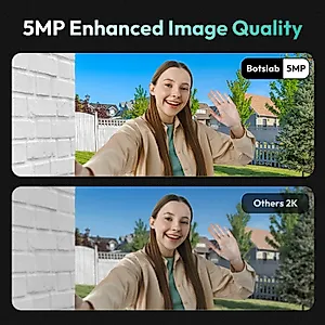 BOTSLAB Video Doorbell Camera,No Monthly Fee,5MP Wireless Doorbell Camera,Head-to-Toe&180° View,Battery Powered,AI&PIR Detection,VR Mode,HDR,2-Way Talk,2.4&5GHz WiFi,Easy to Install