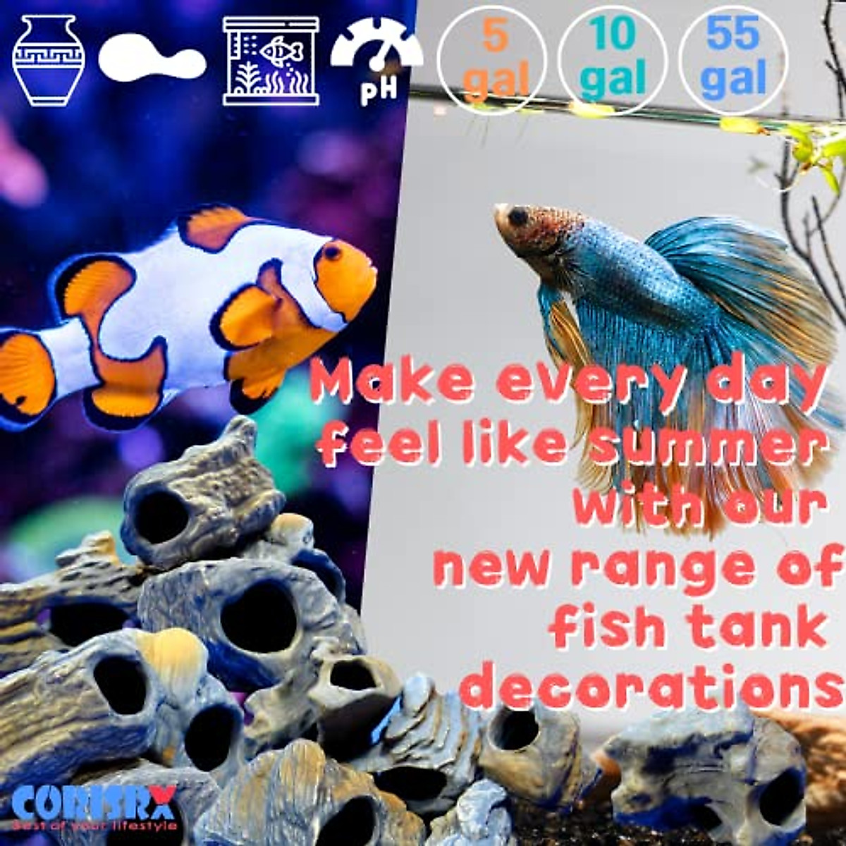 CORISRX BEST OF YOUR LIFESTYLE DR. Moss Aquarium Decorations Cichlid Stone Marine Rock Cave Decor Decorative Fish Tank Freshwater Saltwater for Small Girls Tiny Turtle Reptile