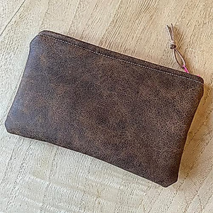 NAT Leathers | Brown Distressed 2 Tone Oily Faux Vegan Leather PU {Peta Approved Vegan} | 1 Yard 36 inch x 54 inch Cut by Yard Pleather 0.9 mm Upholstery | Brown Crazy Horse Distress 36"X54"