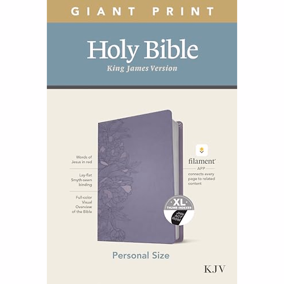 KJV Personal Size Giant Print Holy Bible (Red Letter, LeatherLike, Peony Lavender, Indexed): Includes Free Access to the Filament Bible App Delivering ... Notes, Devotionals, Worship Music, and Video