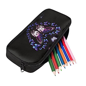 Cute School Backpack with Lunch Box for Girls Large Capacity Lightweight Custom Hearts Butterfly Backpack Set Aesthetic Kids Comfy Padded Adjustable Book Bag Lunch Bag Pencil Case 3 in 1