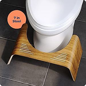 Squatty Potty The Original Bathroom Toilet Stool - Slim Teak Finish, 7 inch Height