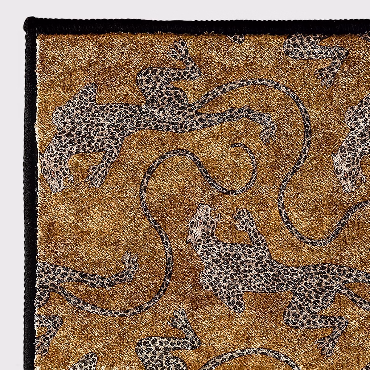 Leopard Print Rug for Bedroom 4x5 ft Cute Animal Navy BlueCheetah Print Area Rugs for Living Room Dining Room Non-Slip Animal Skin Rug for Under Desk