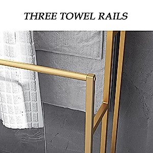 Large Size Standing Towel Racks for Bathroom, Freestanding 3 Tiers Modern Blanket Rack for Living Room, Metal Towel Ladder