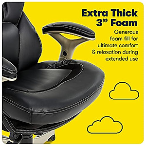 Serta Ergonomic Executive Office Motion Technology, Adjustable Mid Back Desk Chair with Lumbar Support, Black Bonded Leather