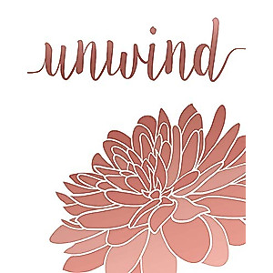Relax Soak Unwind Breathe Rose Gold White Tone Flower Prints, 4 (8x10) Unframed Photos, Wall Art Decor Gifts Under 20 for Home Office Yoga Studio School College Student Teacher Garden Floral Fan