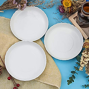 FIREBOOMOON 12 Pack Plastic White Round Wave Plant Saucer,Durable Heavy Duty Flower Plant Pot Drip Tray Container for Home Garden Indoor and Out Door Plant (6 Inch/8 Inch/10 Inch)