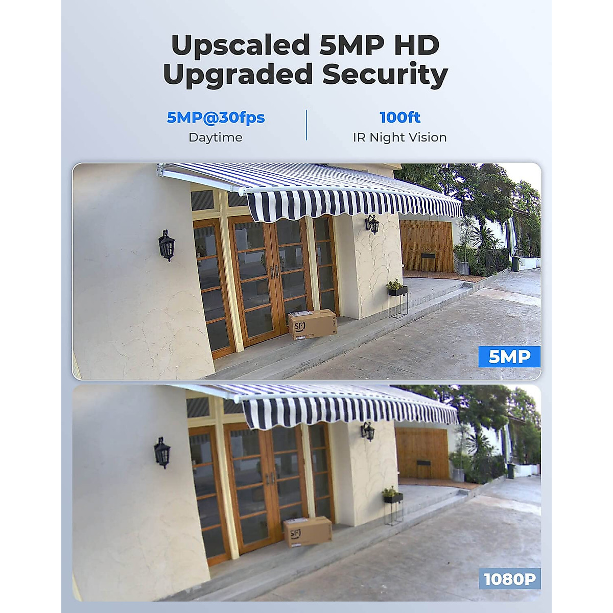 REOLINK 5MP Outdoor Security Camera, Support Smart Human/Vehicle Detection,Timelapse, 100ft Night Vision, Up to 256GB SD Card, RLC-510A and RLC-520A Bundle