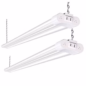 Hykolity 2 Pack 4FT Linkable LED Shop Light for Garage, 4400lm, 4FT 42W Utility Light Fixture, 5000K Daylight LED Workbench Light with Plug, Hanging or Surface Mount, White - ETL