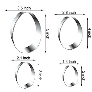 Large Egg Cookie Cutter Set in Different Sizes - 5 Inch, 4 Inch, 3 Inch, 2 Inch - 4 Piece - Stainelss Steel