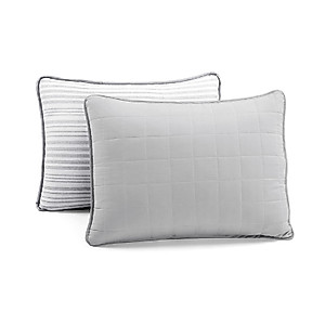 Lush Decor Farmhouse Box Stitch and Stripe Oversized Reversible Cotton 3 Piece Quilt Set, King, Gray