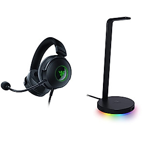 Razer Kraken V3 HyperSense Wired USB Gaming Headset Base Station V2 Chroma Headset Stand and Holder Bundle
