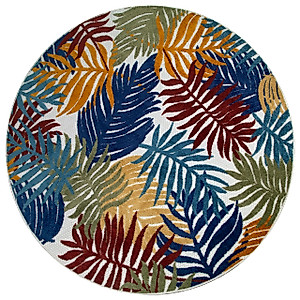 Leick Home 595207 Talipot Palm Indoor Outdoor Area Rug Round 5'3"