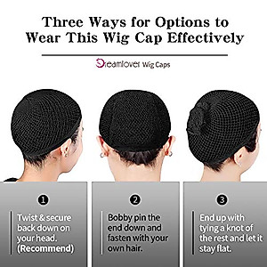 Dreamlover Black Wig Cap for Women Lace Front, Mesh Wig Cap for Long Hair, Wig Net Cap, 2 Pieces