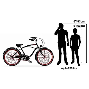 Vivelo Rider Beach Cruiser for Men Complete Bike | Lightweight Aluminium Frame, Coaster Brake, Lights Set, 26-Inch | Adult Bicycle Perfect for City, Outdoors, Terrain, Urban Hills | (3-Speed, Monza)