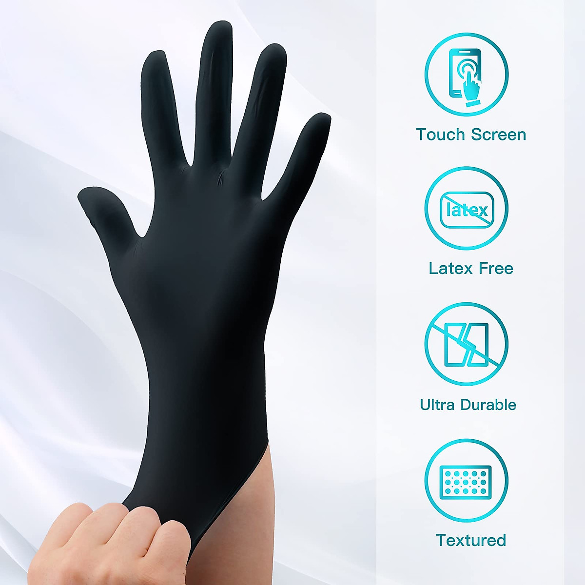 GMG SINCE1988 Nitrile Exam Gloves, Black Disposable Gloves,Nitrile Gloves Large 100,4 mil No Latex Gloves