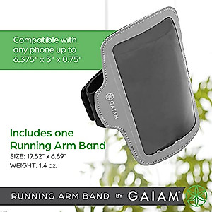 Gaiam Running Arm Band - Clear Window Phone Holder with AirPods Bag or Keys Pocket - for Jogging, Walking, and Running, Exercise & Fitness - Adjustable, Moisture-Wicking, and Durable Protection