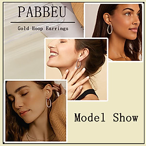 PABBEU Silver Hoop Earrings, Oval Silver Hoop Earrings for Women, S925 Sterling Silver Lightweight Big Hoop Earrings, Hypoallergenic Silver Hoop Earrings 42mm