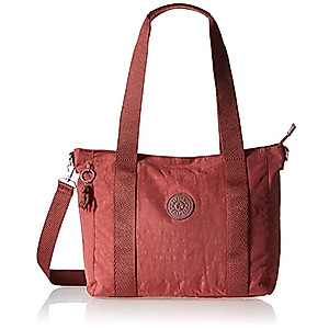 Kipling Women's Asseni Small Tote, Versatile Lightweight Purse, Nylon Shoulder Bag, Dusty Carmine