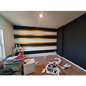 ROSEROSA Peel and Stick PVC Self-Adhesive Wallpaper Border Board Trim Moulding Sticker Hair Line (MG237B : 3.93 Inch X 16.40 Feet) Gold