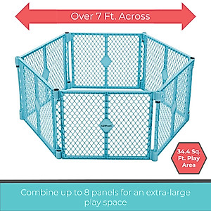 Toddleroo by North States Superyard Aqua 2 Panel Extension: Increases Play Space up to 34.4 sq. ft. (Adds 64", Aqua)