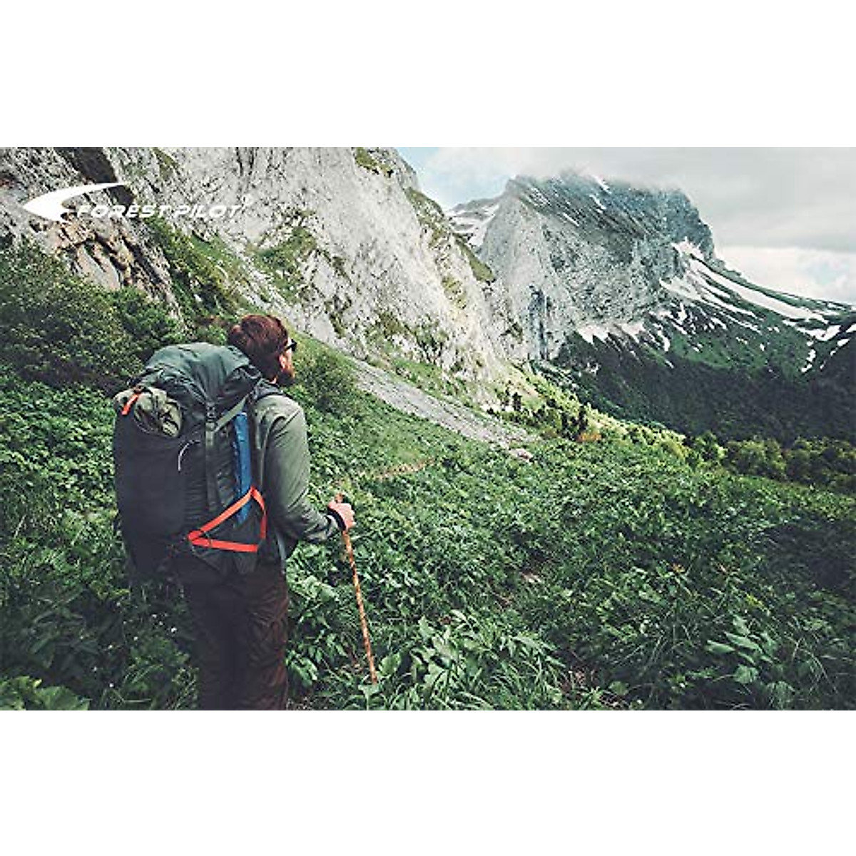 FOREST PILOT Big Ball Head Twisted Style Wooden Walking Stick for Hiking with Compass (Nature Color, 48 Inches, One Piece)