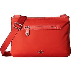 Coach Small Nylon Crossbody Shoulder Bag Style 36707 (Silver/True Red)