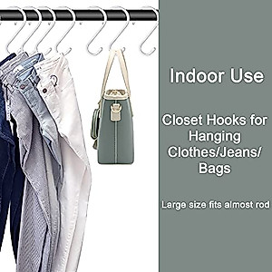 6 Inch White S Hooks, Large Vinyl Coated S Hooks Heavy Duty Non Slip Metal Closet Rod Hooks for Hanging Plants Outdoor Lights Jeans Clothes Bags Pot Pan Cups Tools - 4 Pack