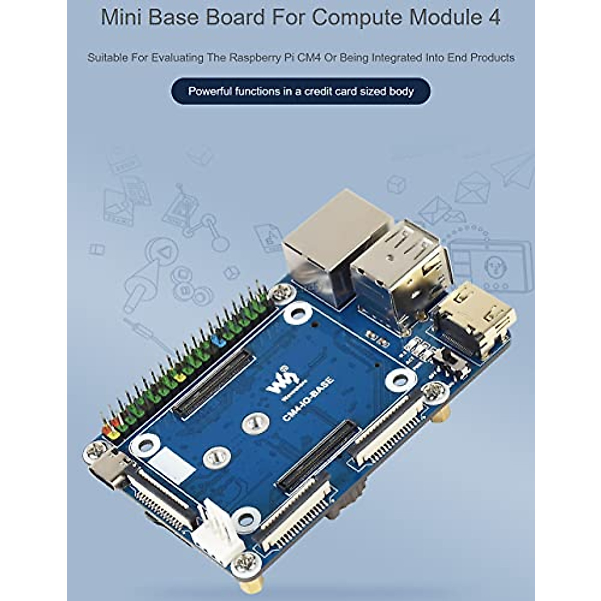 XYGStudy CM4-IO-BASE-B and USB HDMI Adapter, for Raspberry Pi Compute Module 4