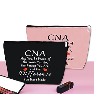 2Pcs CNA Week Gifts Makeup Bags CNA Appreciation Gifts Certified Nursing Assistant Gifts Cosmetic Bag Certified Nurses Day Gift CNA Medical Student Graduation Retirement Birthday Gift (Black,Pink)