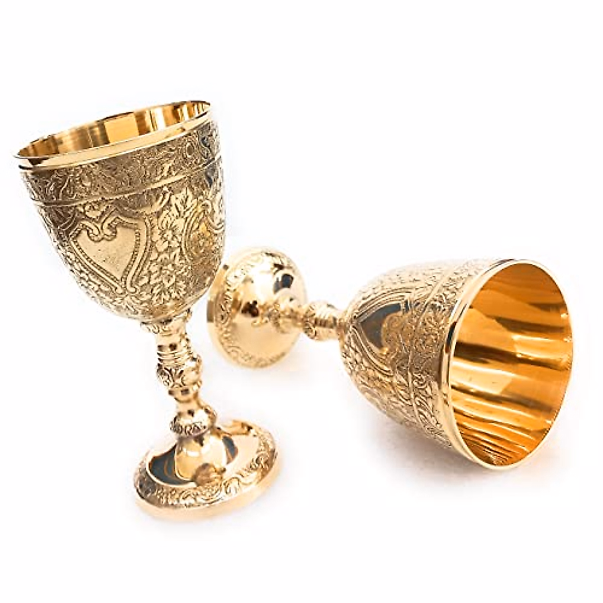 ALADEAN Brass Vintage Chalice Goblet | 1x Royal Wine Cups of King Arthur - Renaissance Medieval Gifts for Communion, Christmas Pack of 1pc (Roman Chalice)
