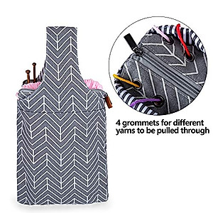 Teamoy Knitting Bag, Canvas Yarn Tote Project Bag for Knitting Needles, Yarn and Crochet Supplies, Perfect Size for Knitting on The Go, Arrow