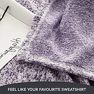 KAWAHOME Sweatshirt Blanket Throw Size for Bed Jersey Knit Lightweight Thin Soft Breathable Summer Blankets for All Seasons, 50"X 60" Purple and White