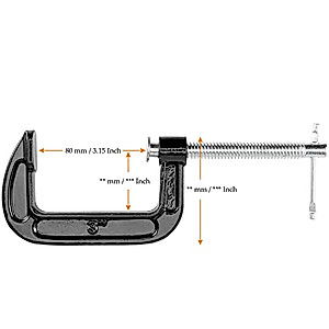 MUKCHAP 6 PCS 3 Inch C-clamp, Small C Clamps, Mini G Clamps for Woodworking or Metal Workpiece, Black