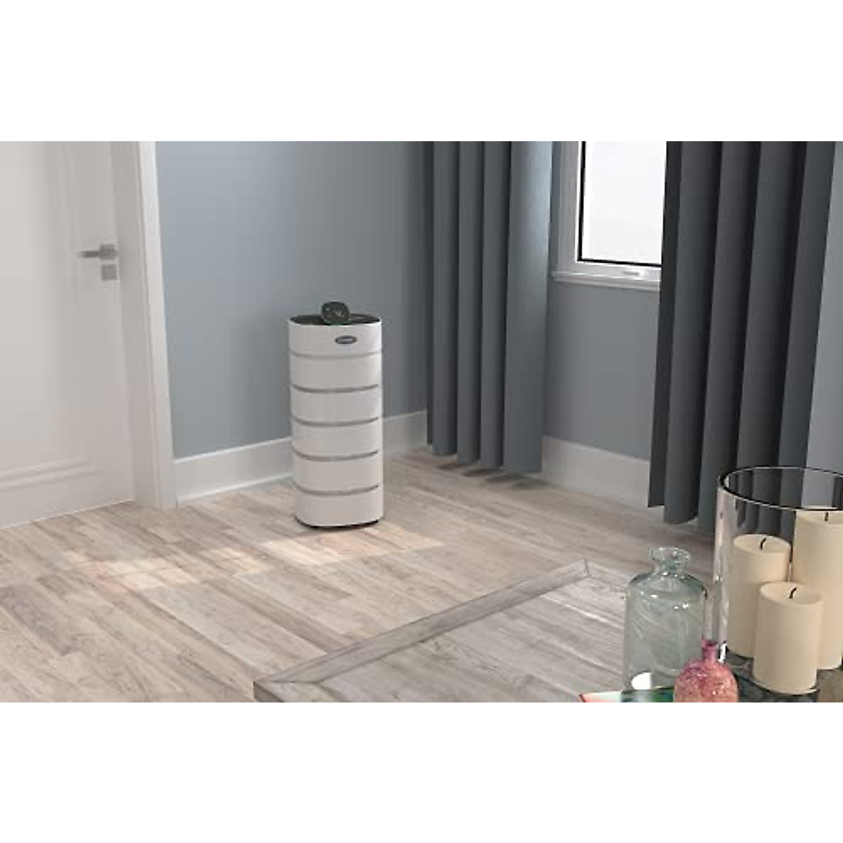 Carrier Smart Air Purifier Includes HEPA Filter and Air Quality Sensor, AHAM Verified for Rooms up to 560 Sq. Ft. with 360 Degree Filtration, White, 31.5 Inches (RMAP-SXL)